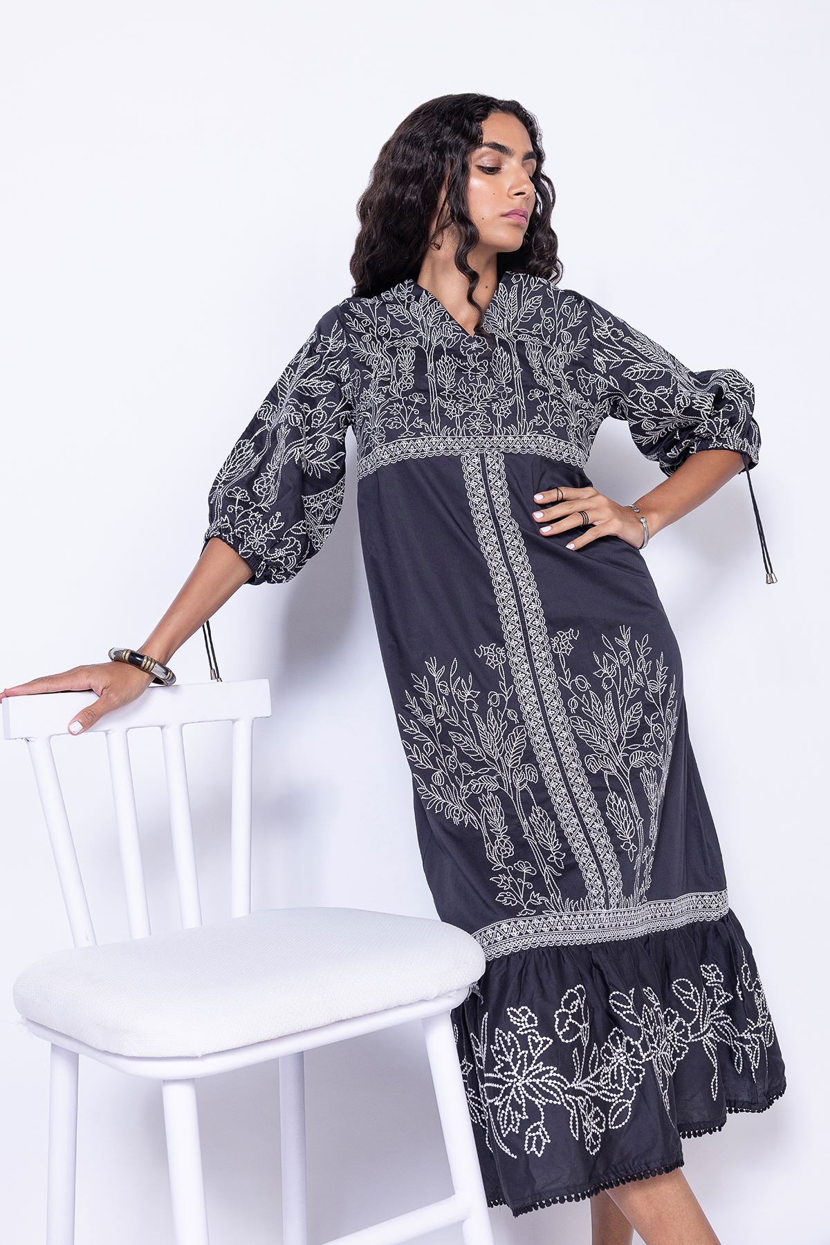 Buy Maxi Dress | 50.00 GBP | WCD24227X-VG_BLACK | Khaadi United Kingdom